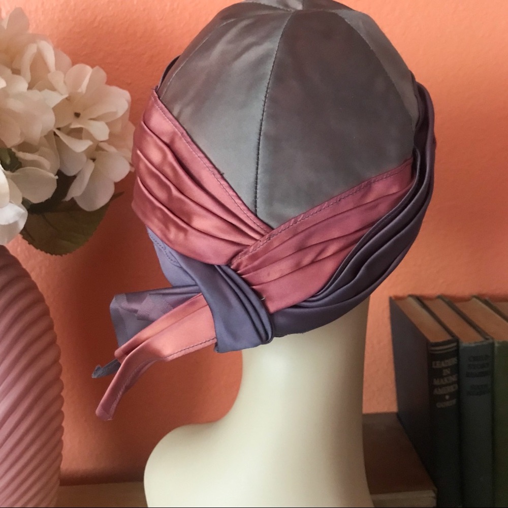 1960s Woven Colorblock Satin Cloche By Lilly Dache - Gem